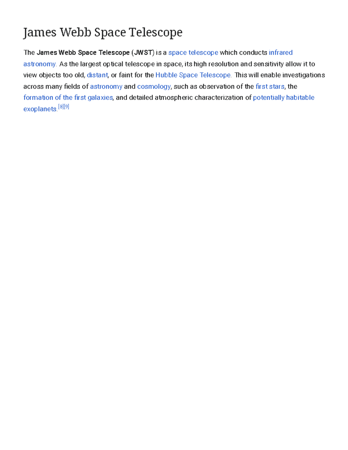 James Webb Space Telescope - Wikipedia - James Webb Space Telescope The ...