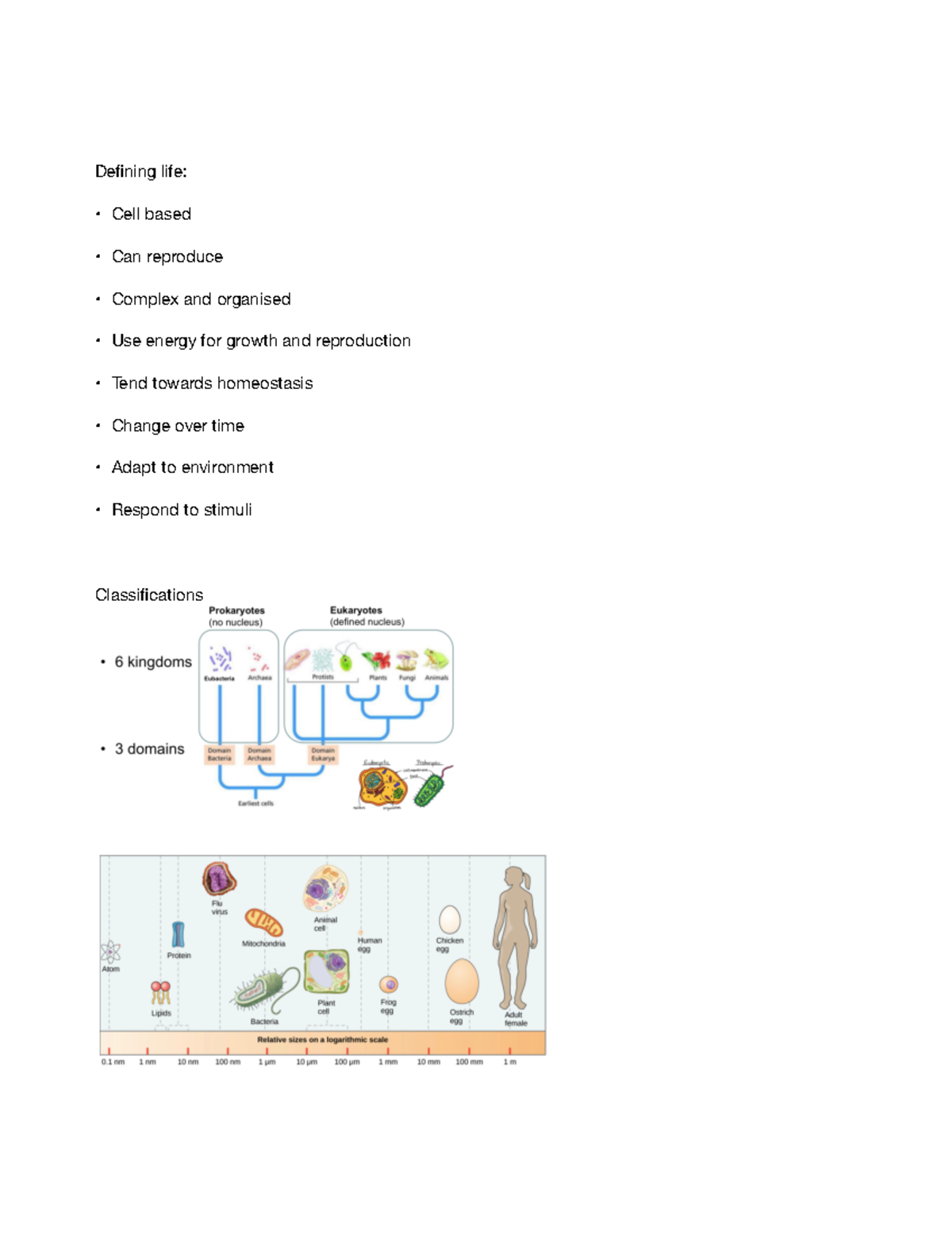 1 Properties for life, molecules, DNA:RNA - Defining life: Cell based ...