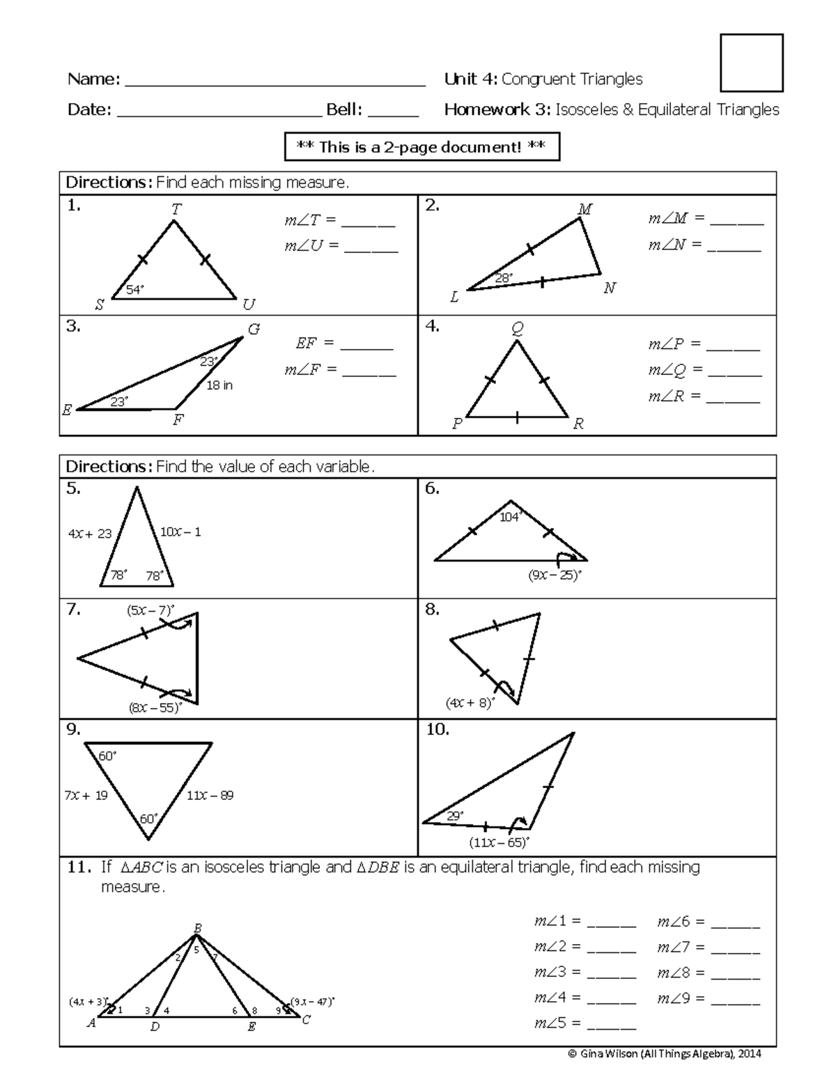 Isosceles and Equilateral Triangles - If 19 Name ...
