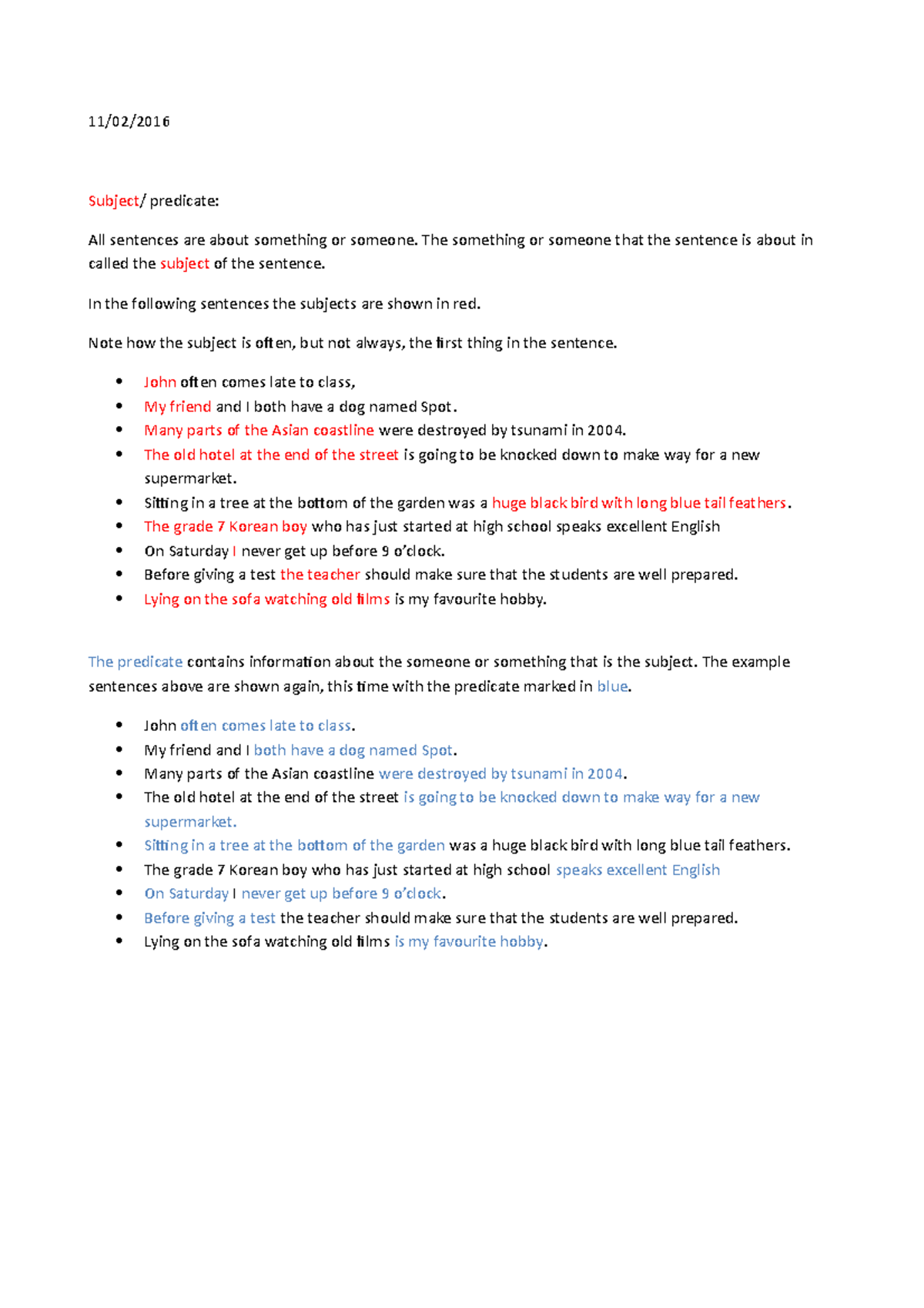 fondamenti della Grammatica inglese - 11/02/ Subject/ predicate: All ...