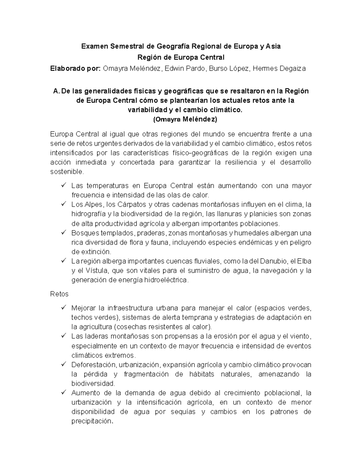 Regiones del continente americano - Examen Semestral de Geografía ...
