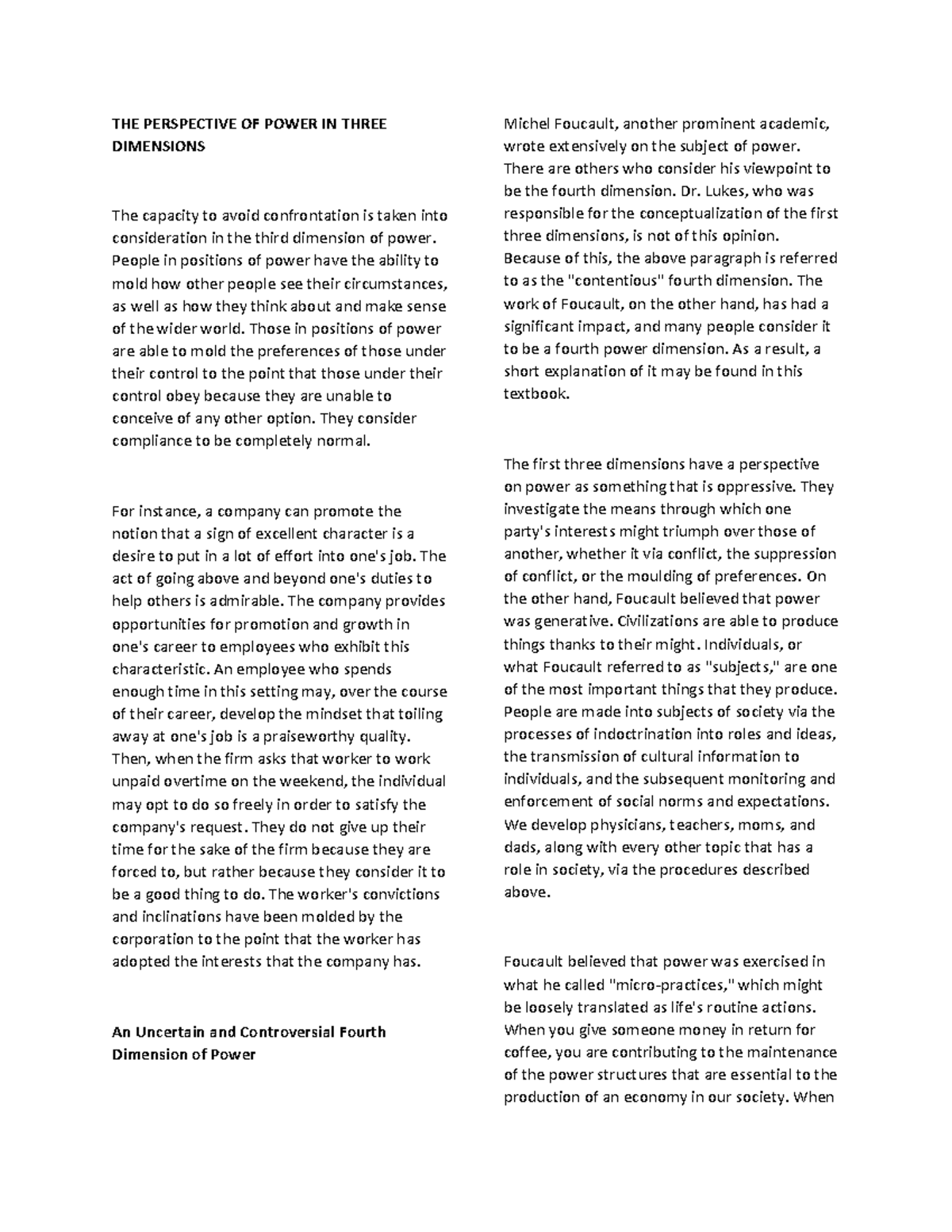 THE Perspective OF Power IN Three Dimensions - THE PERSPECTIVE OF POWER ...