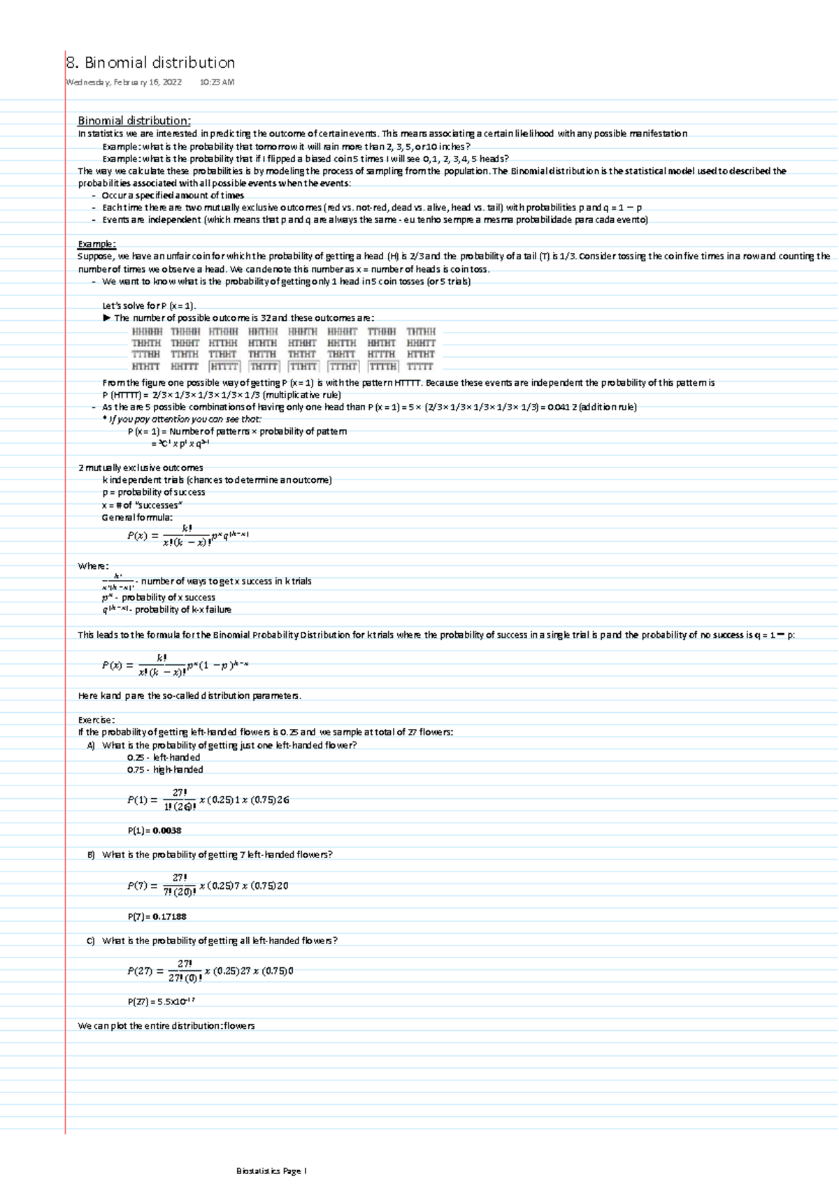 8. Binomial distribution - Binomial distribution: In statistics we are ...