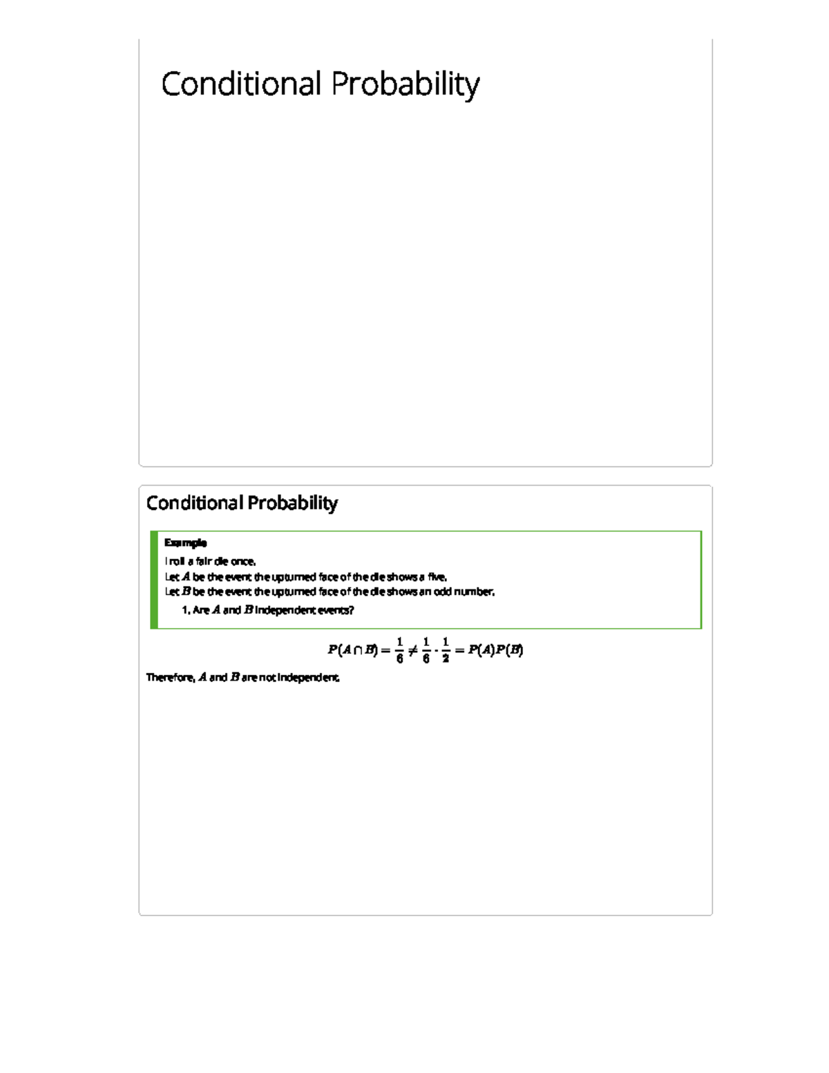 Conditional Probability - Conditional Probability Conditional ...