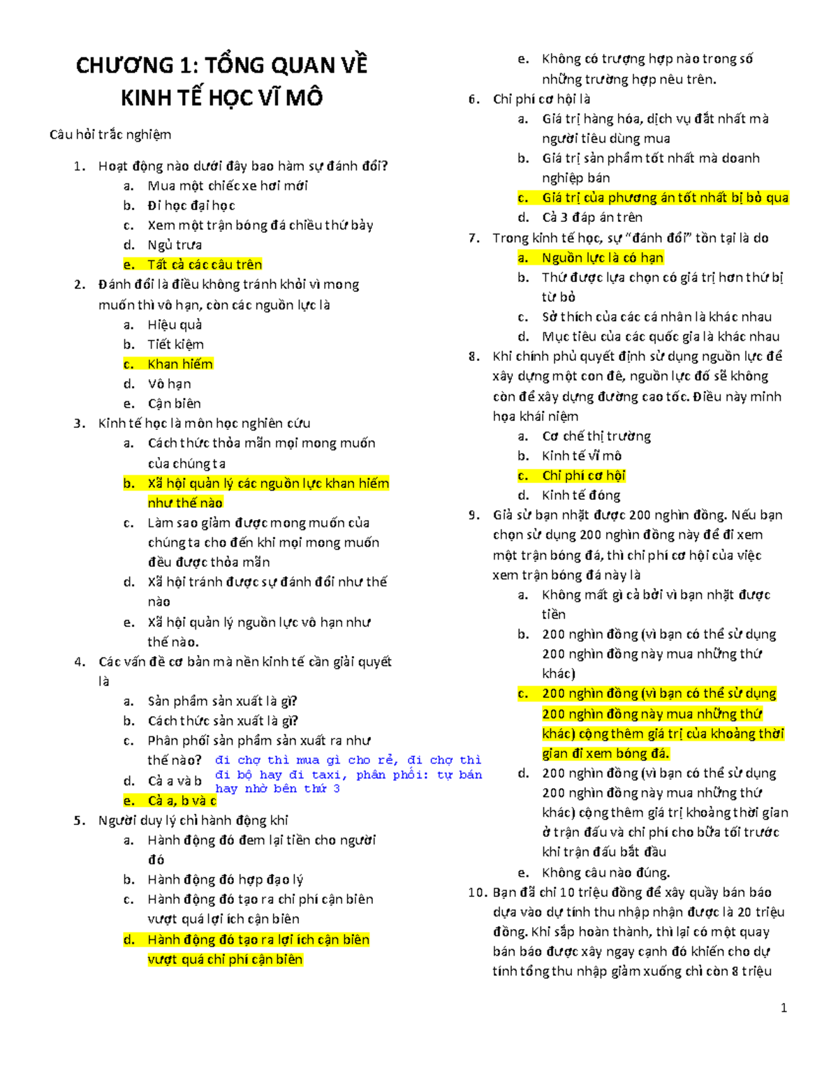 BT Chương 1 Tổng quan về KT học vĩ mô - CHƯƠNG 1: TỔNG QUAN VÞ KINH T¾ HỌC VĨ MÔ C‚u hßi tr¿c ...