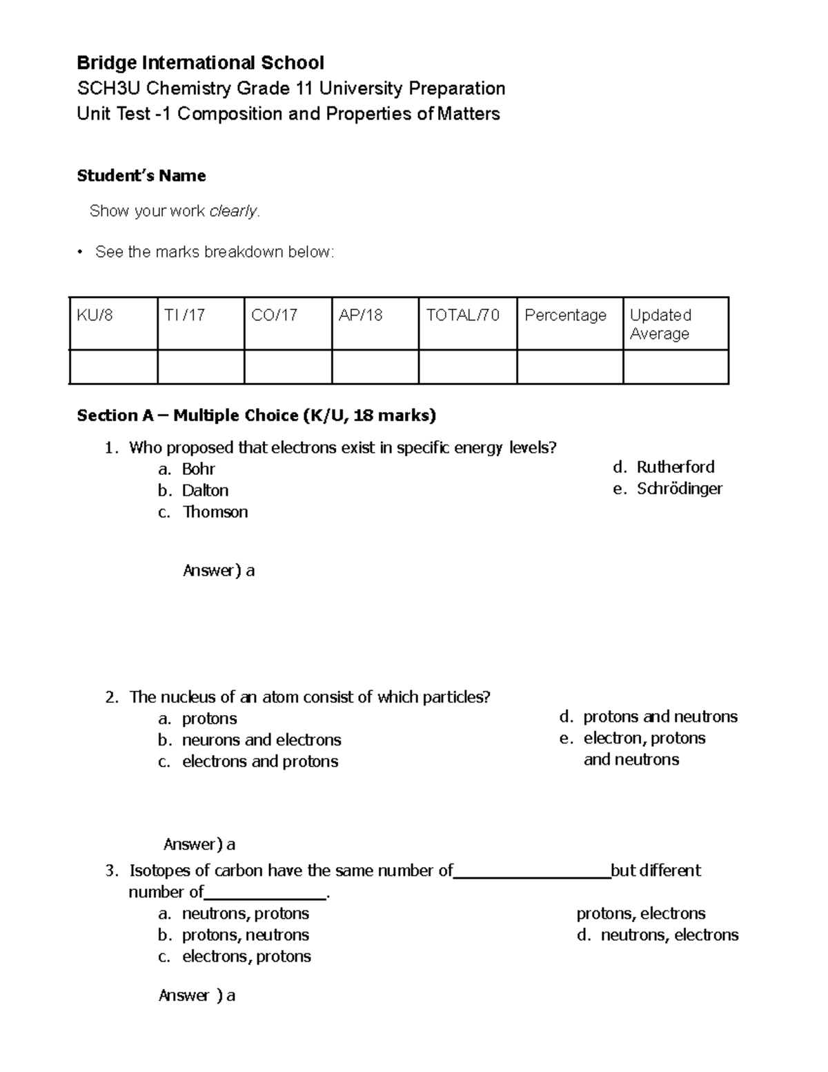 Rescue - nothing - Bridge International School SCH3U Chemistry Grade 11 ...