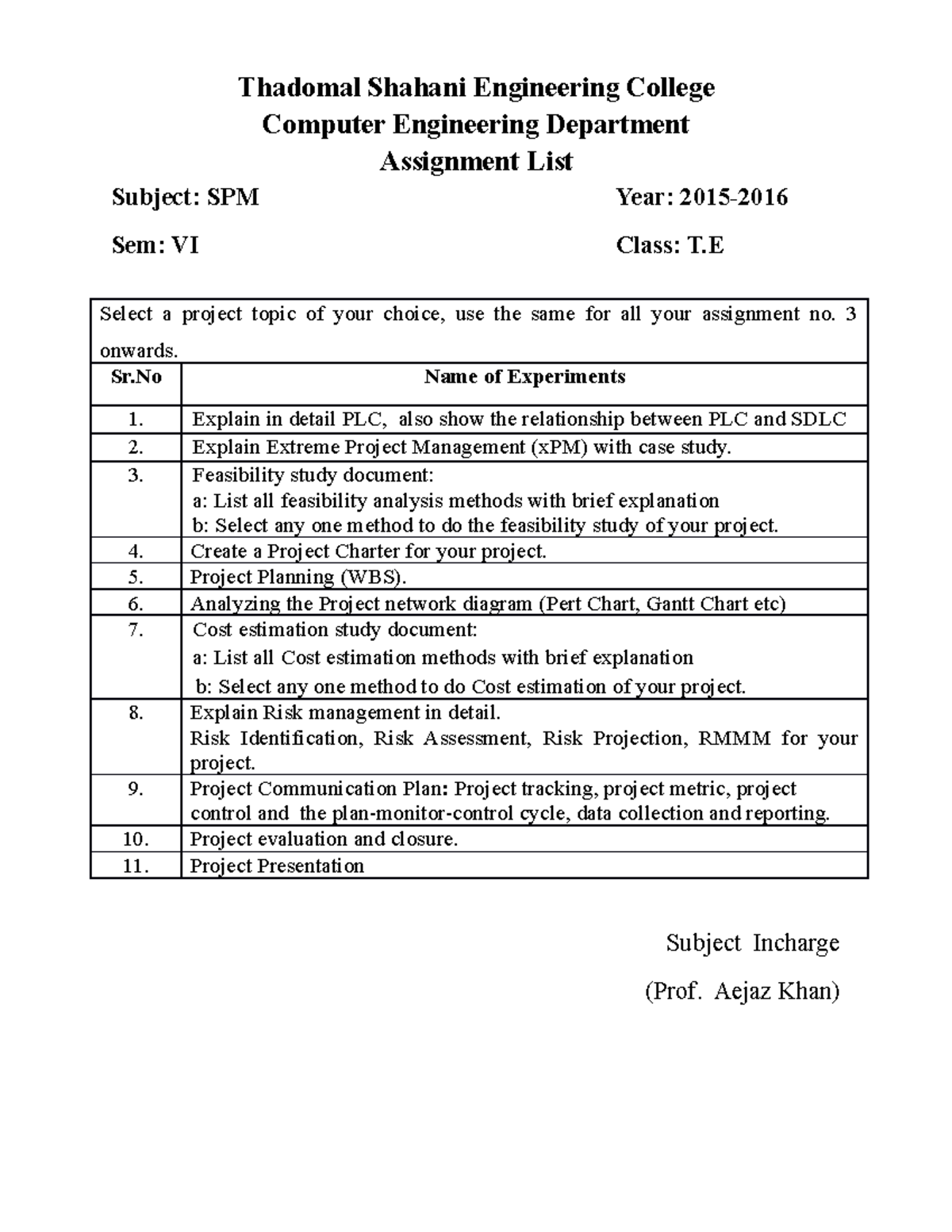 PM assignment list - Thadomal Shahani Engineering College Computer ...