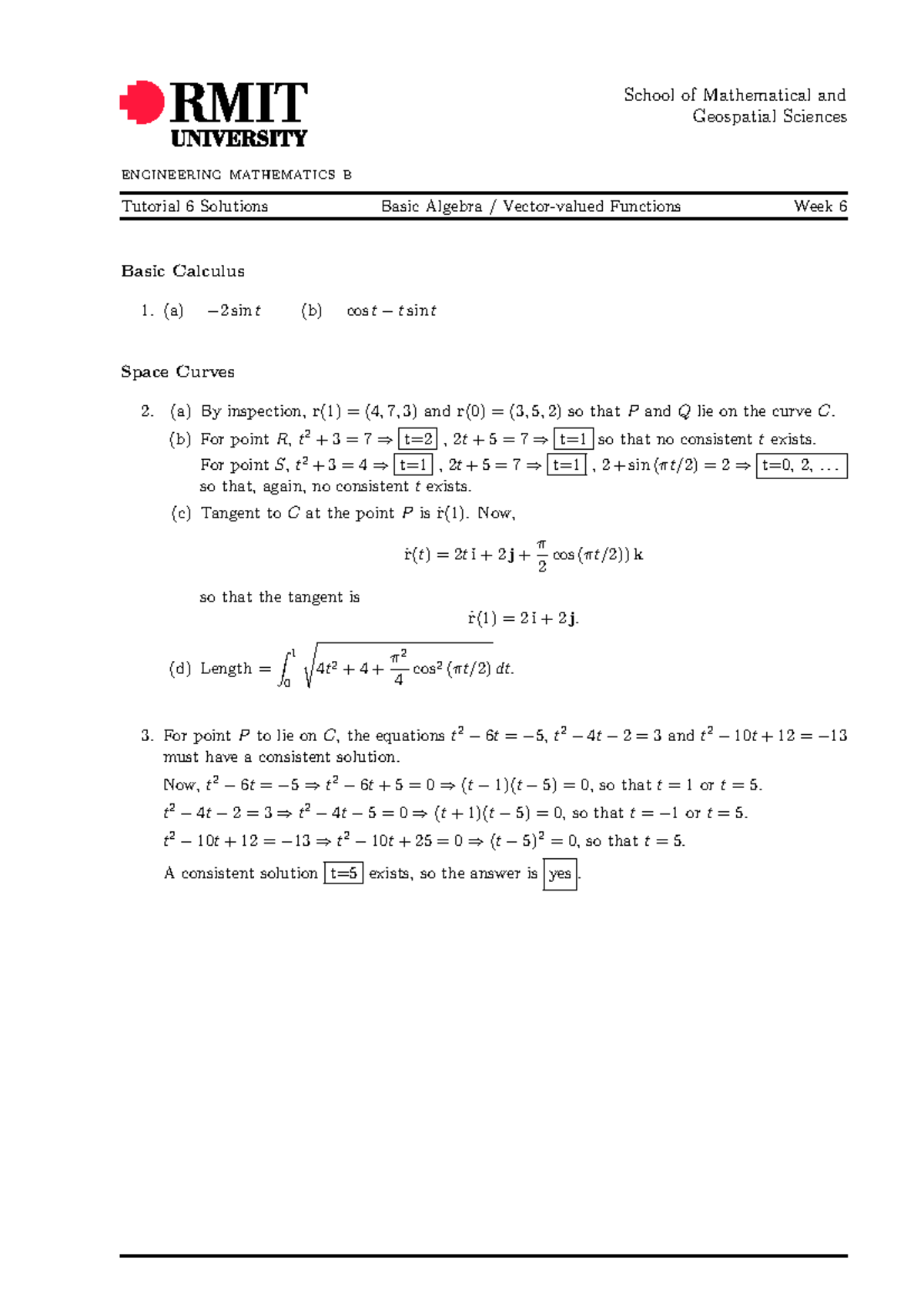 Tutorial 6 Solutions - MATH 2128 - School of Mathematical and ...