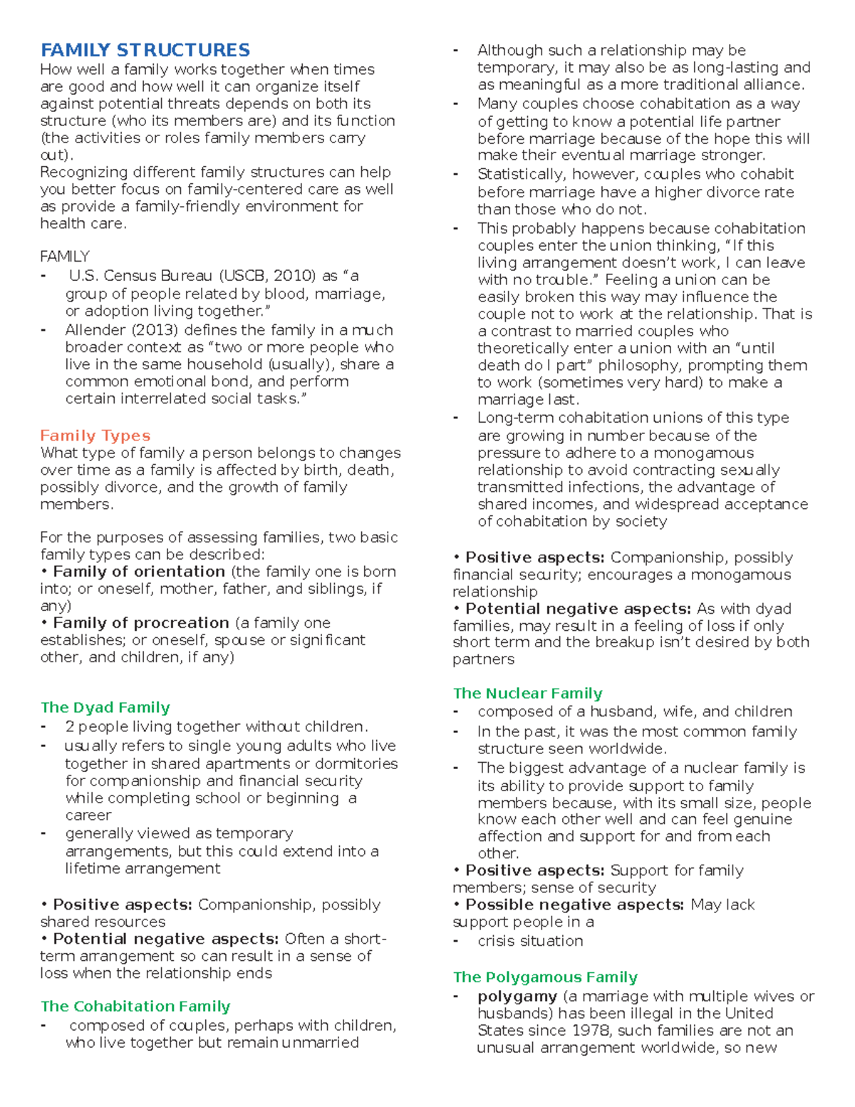 Family Structures - FAMILY STRUCTURES How well a family works together ...