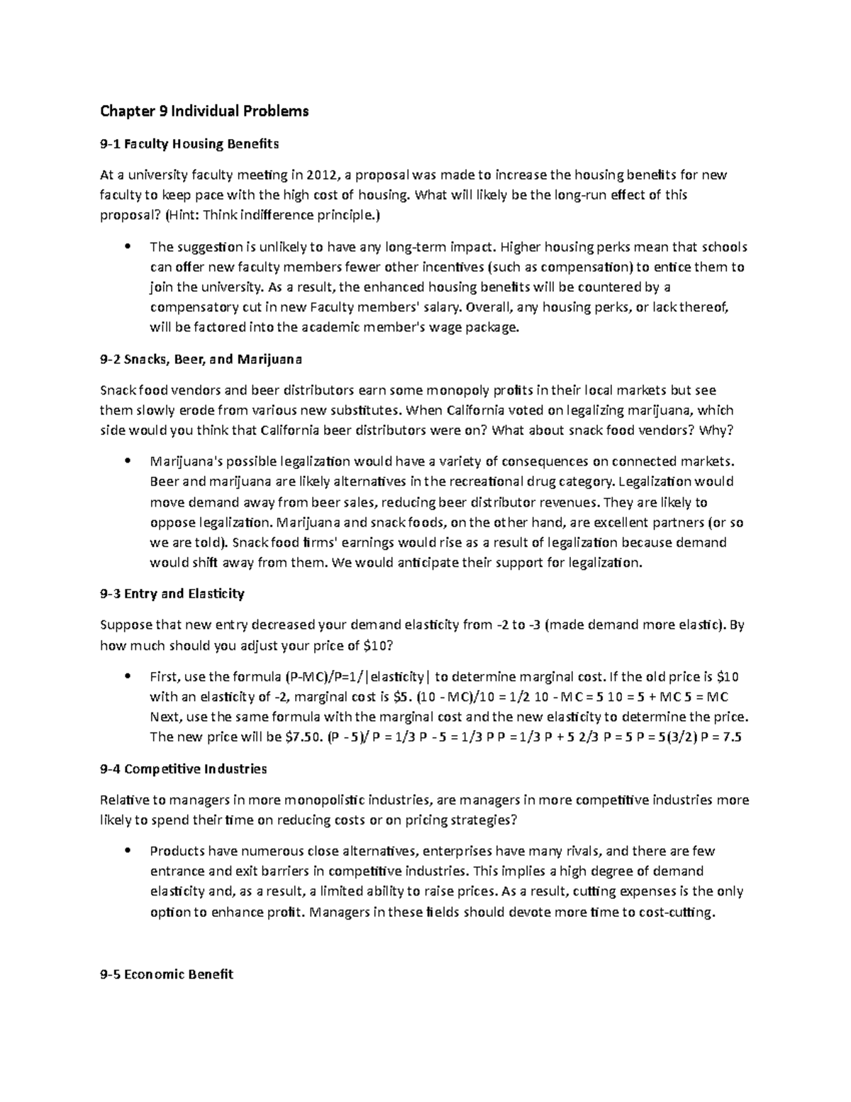 Chapter 9 Individual Problems - Chapter 9 Individual Problems 9-1 ...