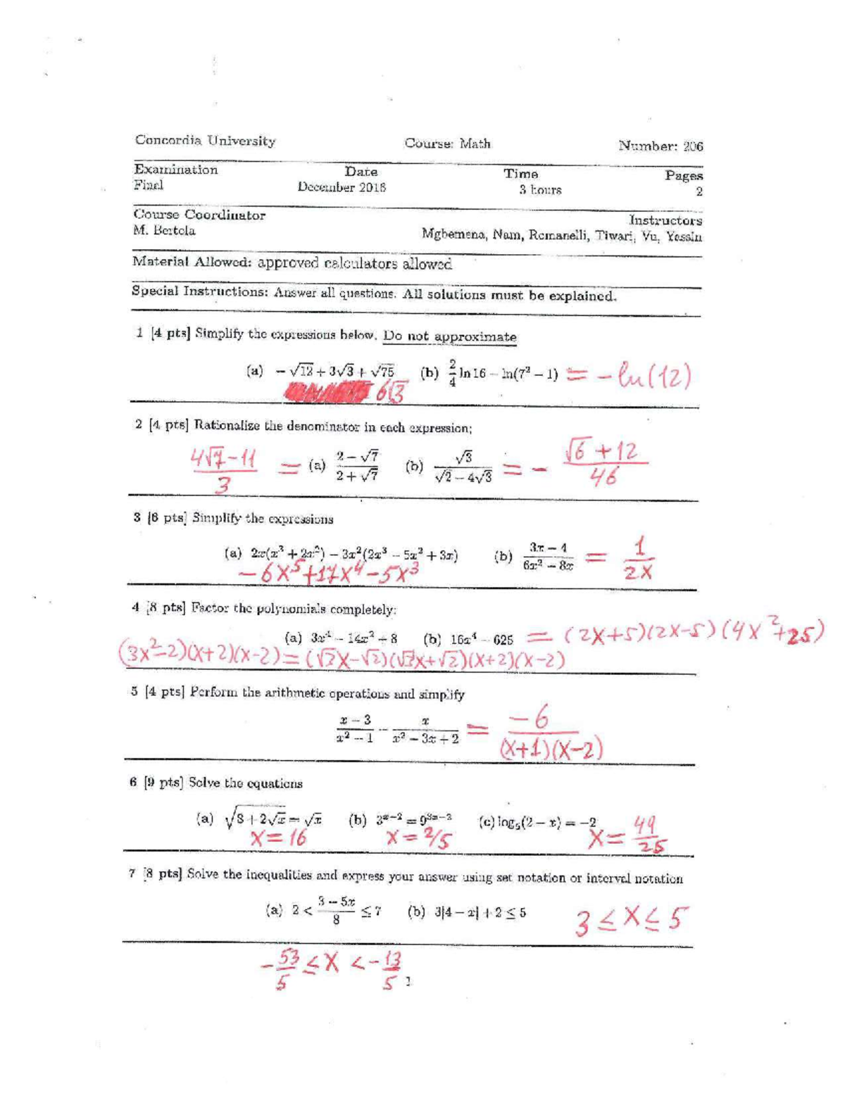 Final Exam December 2016 - with answers - MATH 206 - Studocu