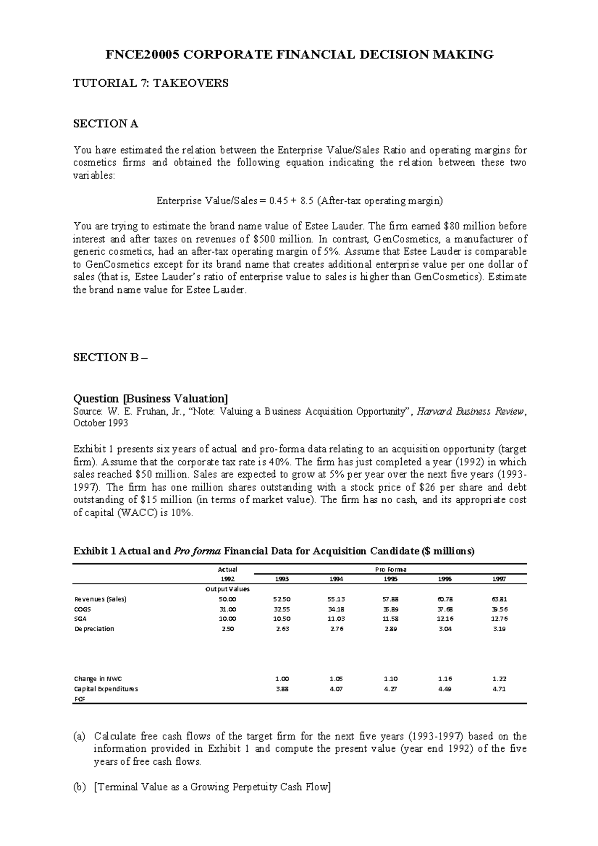 Tutorial 7 with solutions 2023 - FNCE20005 CORPORATE FINANCIAL DECISION ...