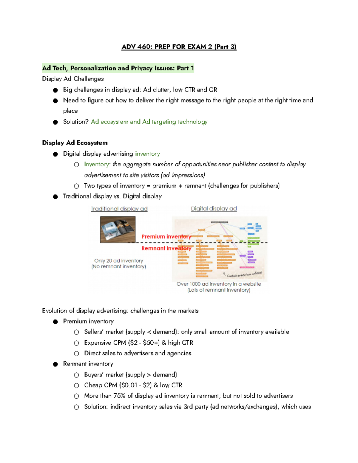 ADV 460 EXAM 2 PREP: Part 3 - ADV 460: PREP FOR EXAM 2 (Part 3) Ad Tech ...