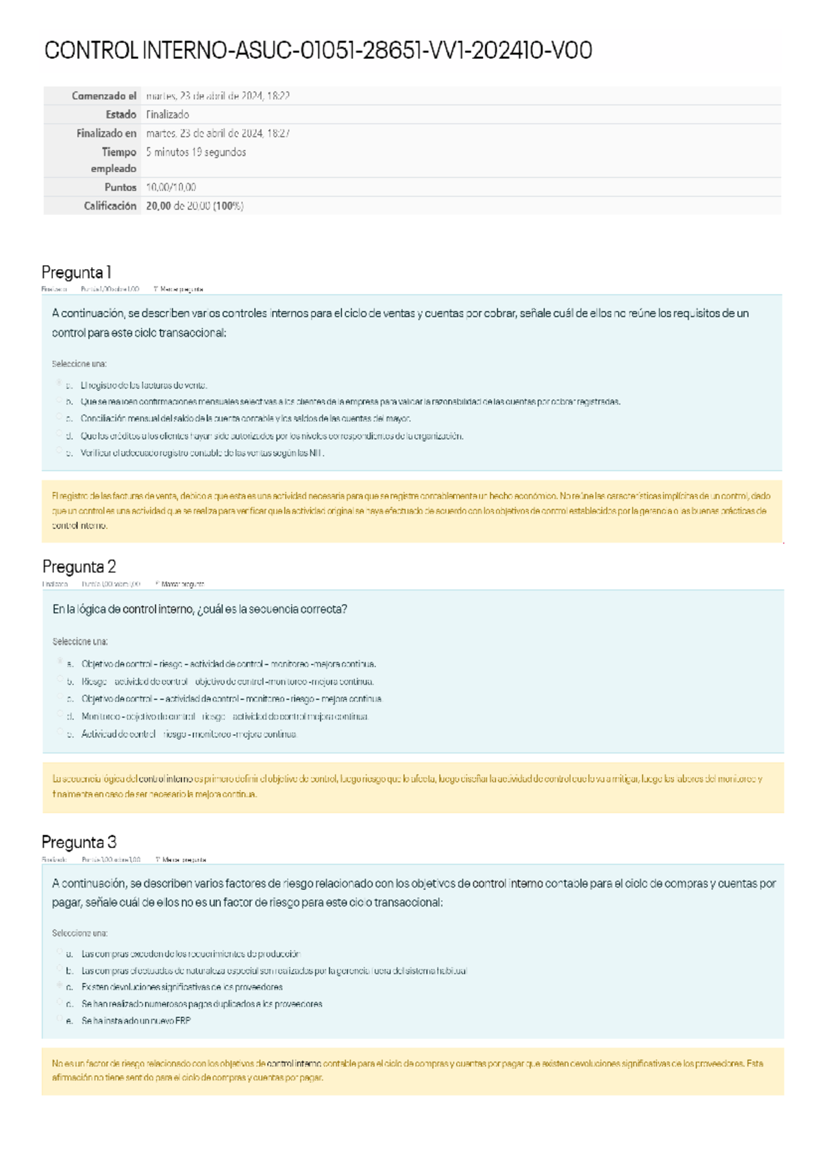 Autoevaluación N° 3 Control Interno - control interno - Studocu