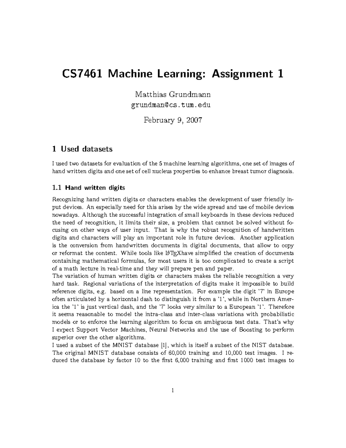 Analysis 1 - Assignment 1 - CS7461 Machine Learning: Assignment 1 ...