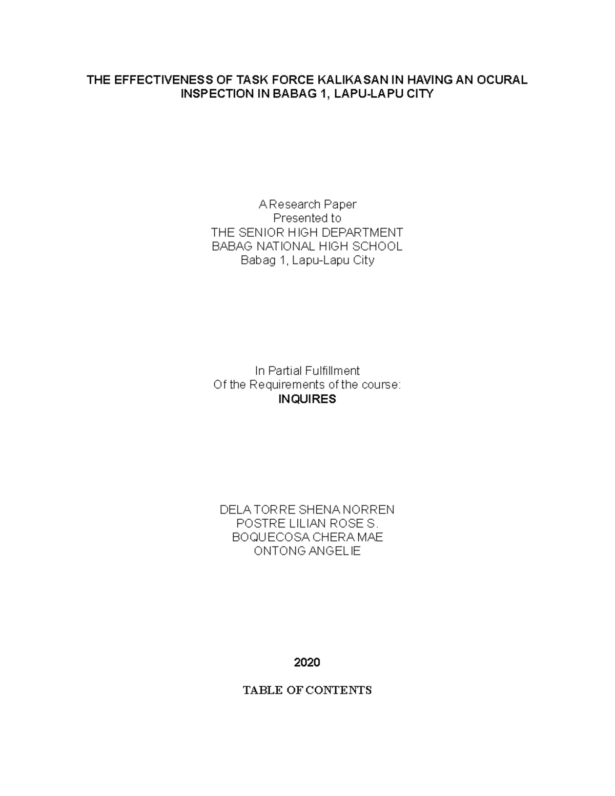 Research-Community - None - THE EFFECTIVENESS OF TASK FORCE KALIKASAN ...