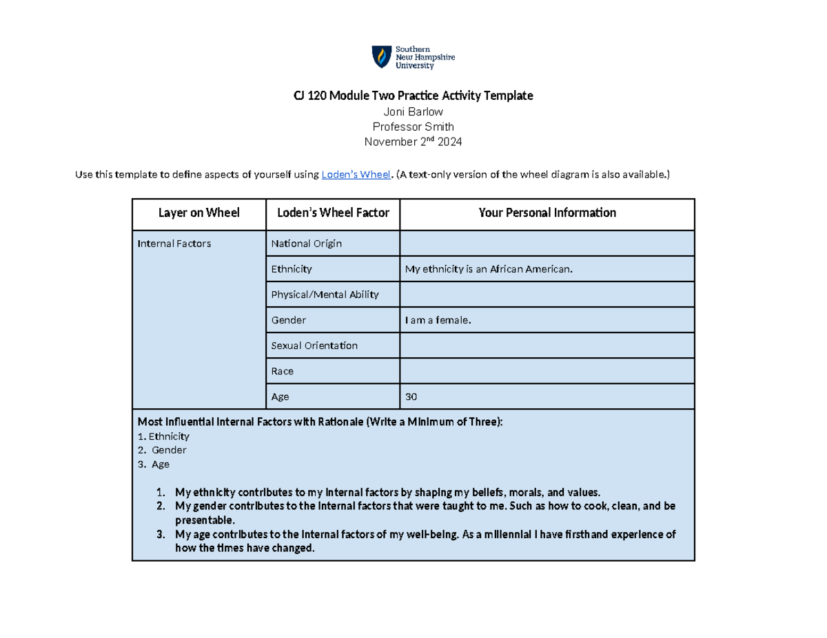 CJ 120 Module Two Practice Activity Template - (A text-only version of ...