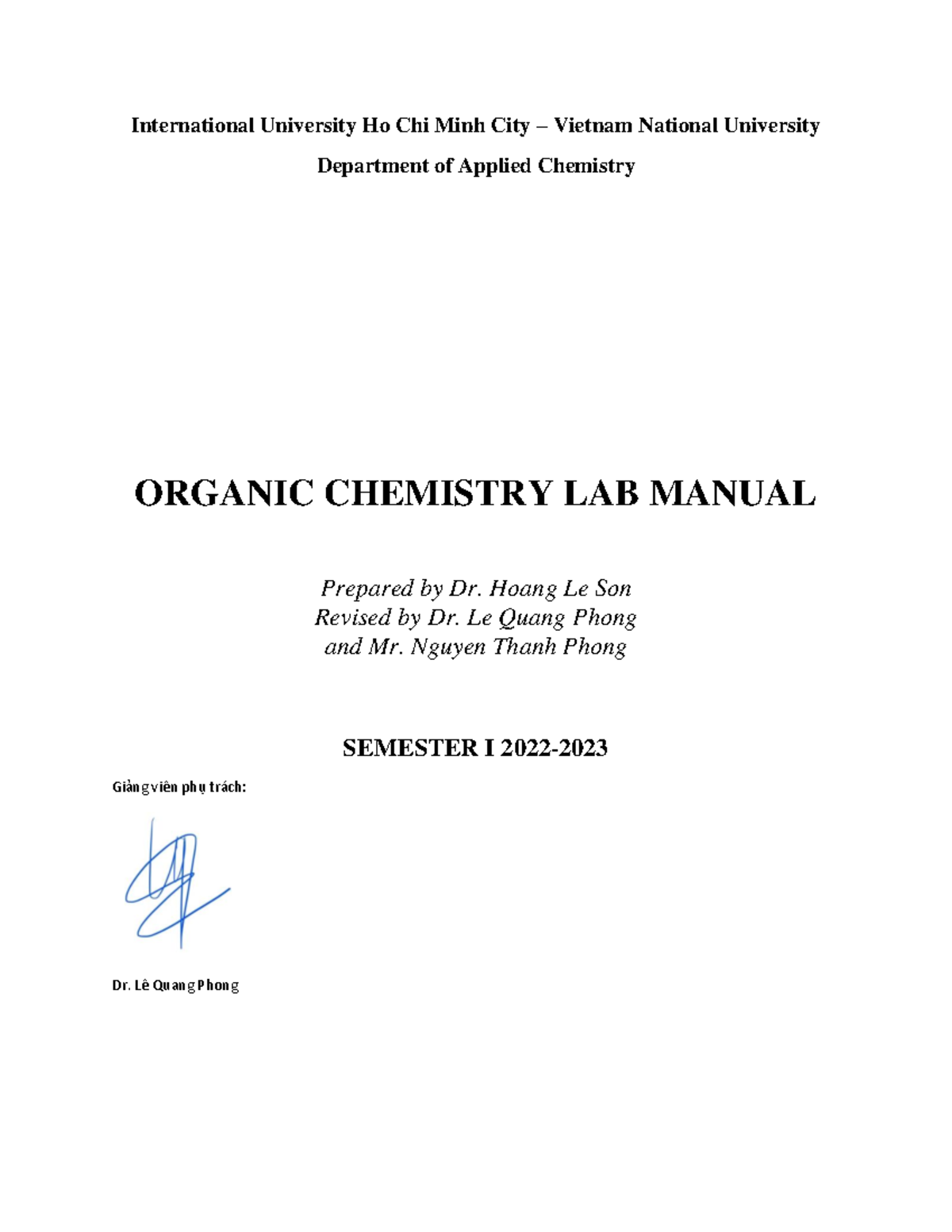 OC LAB Manual Official Updated 2022 - International University Ho Chi ...
