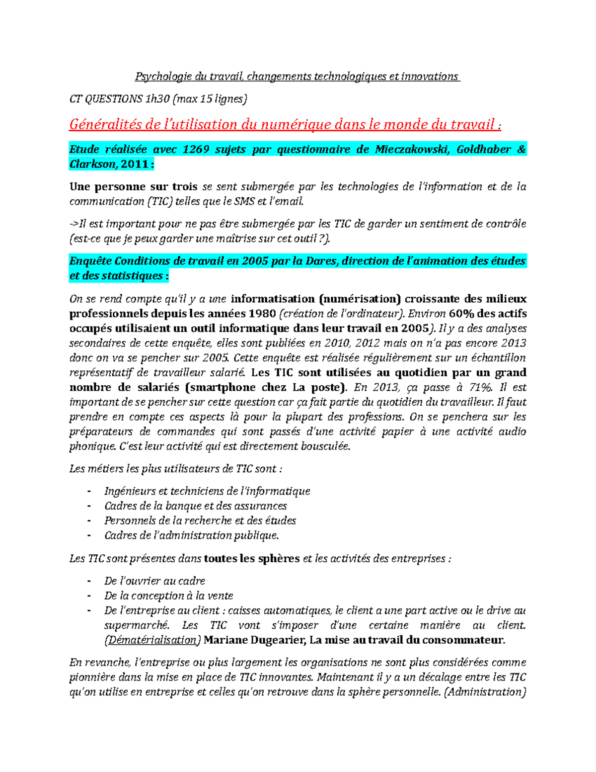 Innovations technologiques et santé au travail - Psychologie du travail, changements ...