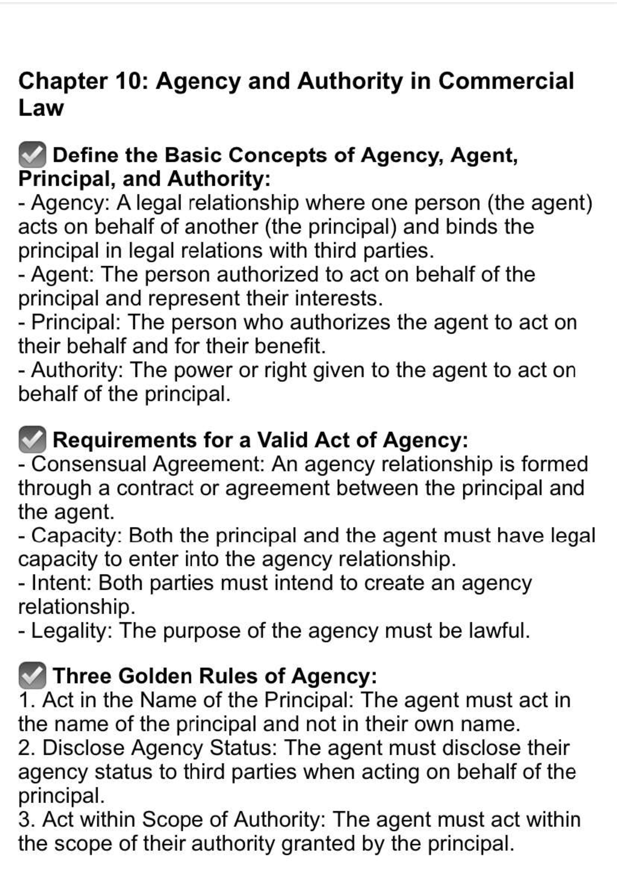 Commercial law chapter 10 - Chapter 10: Agency and Authority in ...
