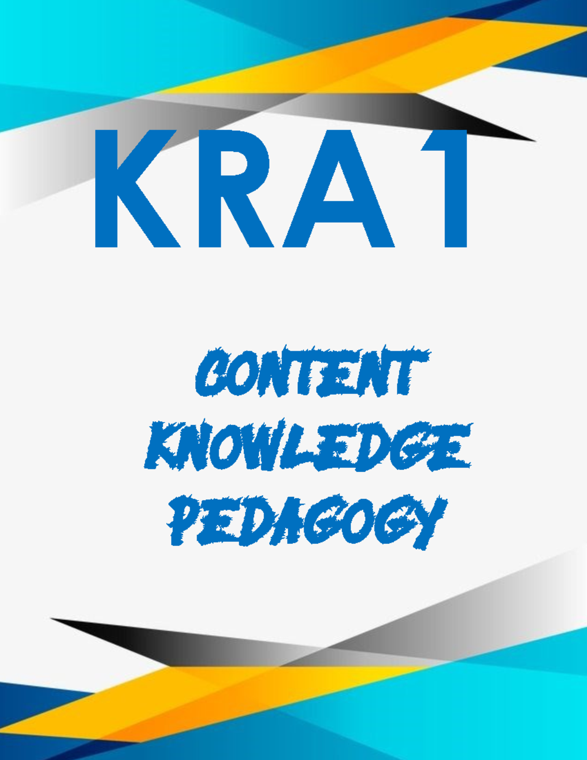 2021 rpms Ccover KRA - Technical - KRA 1 Content Knowledge Pedagogy KRA ...