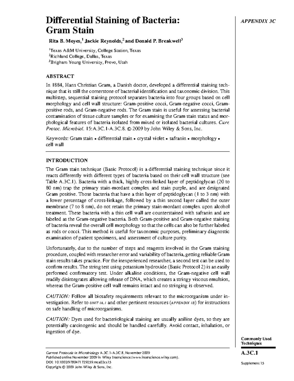 Gram staining - Differential Staining of Bacteria: APPENDIX 3C Gram ...
