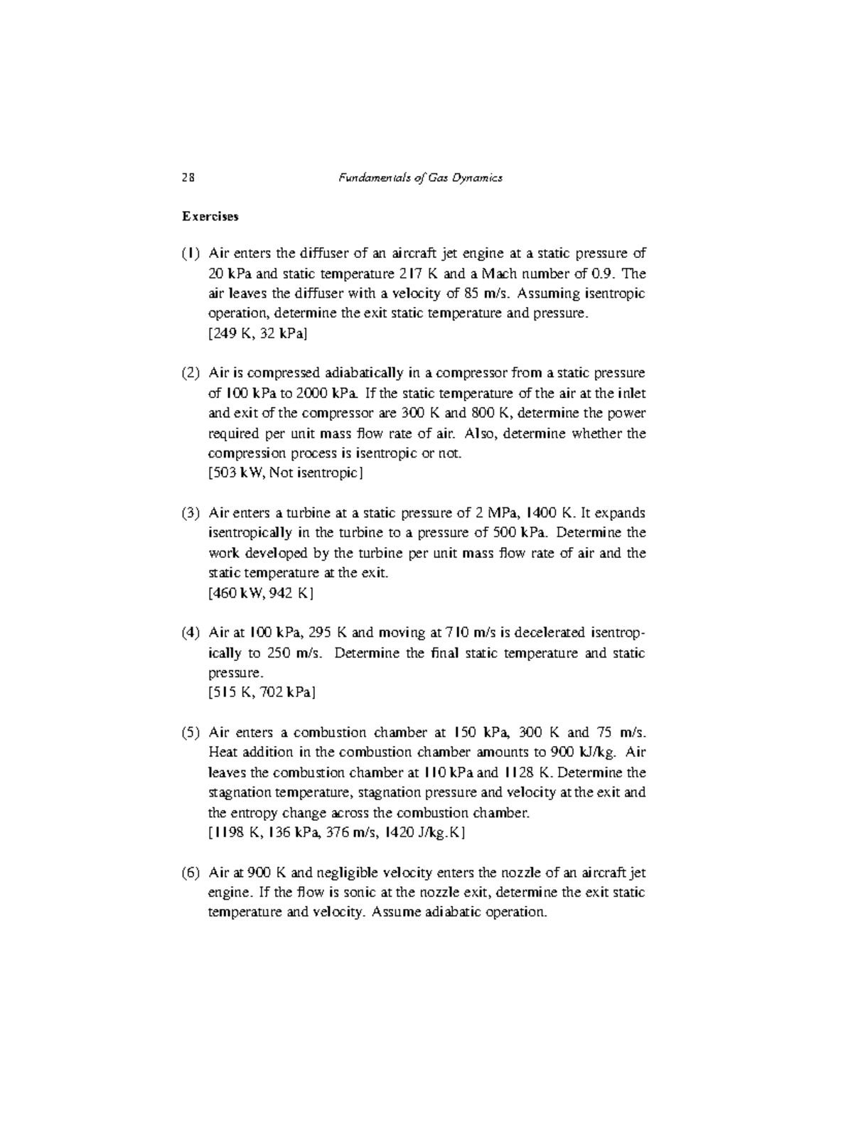 Sheet 1 - 28 Fundamentals of Gas Dynamics Exercises (1) Air enters the ...