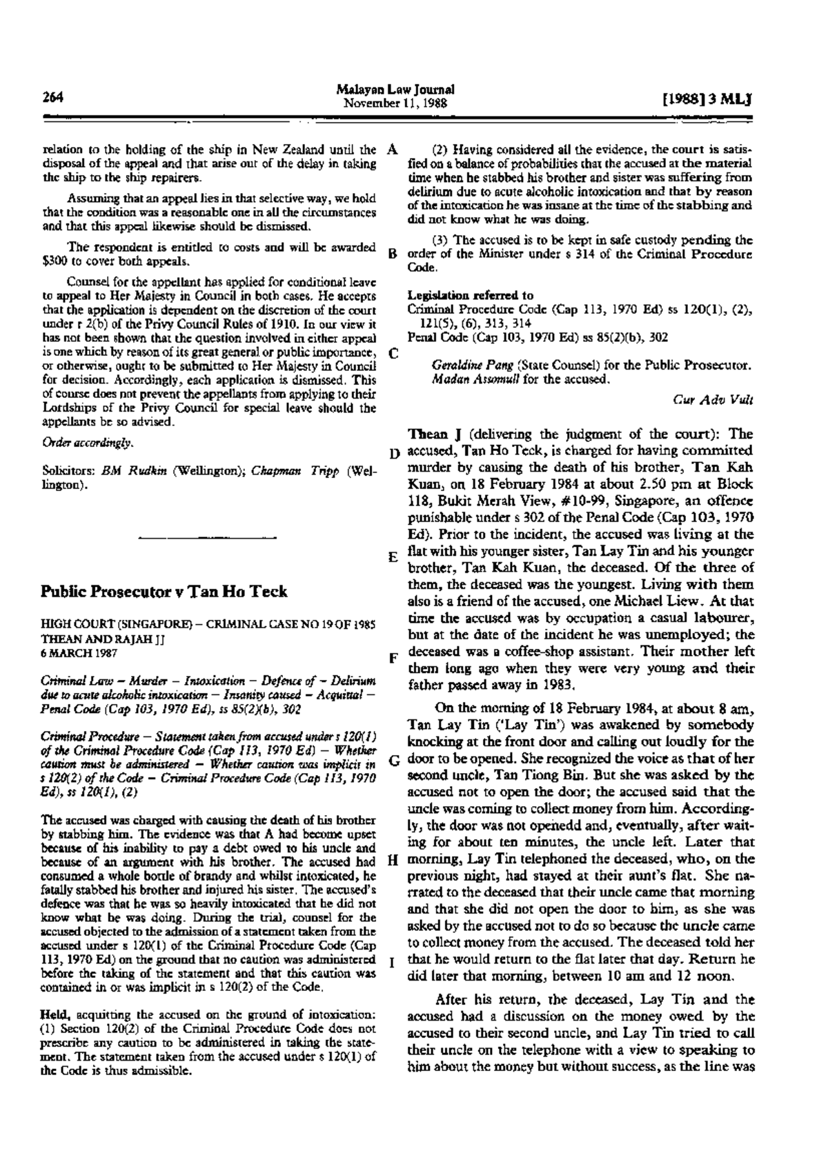 Public Prosecutor v TAN HO TECK - Criminal Law 1 - Studocu