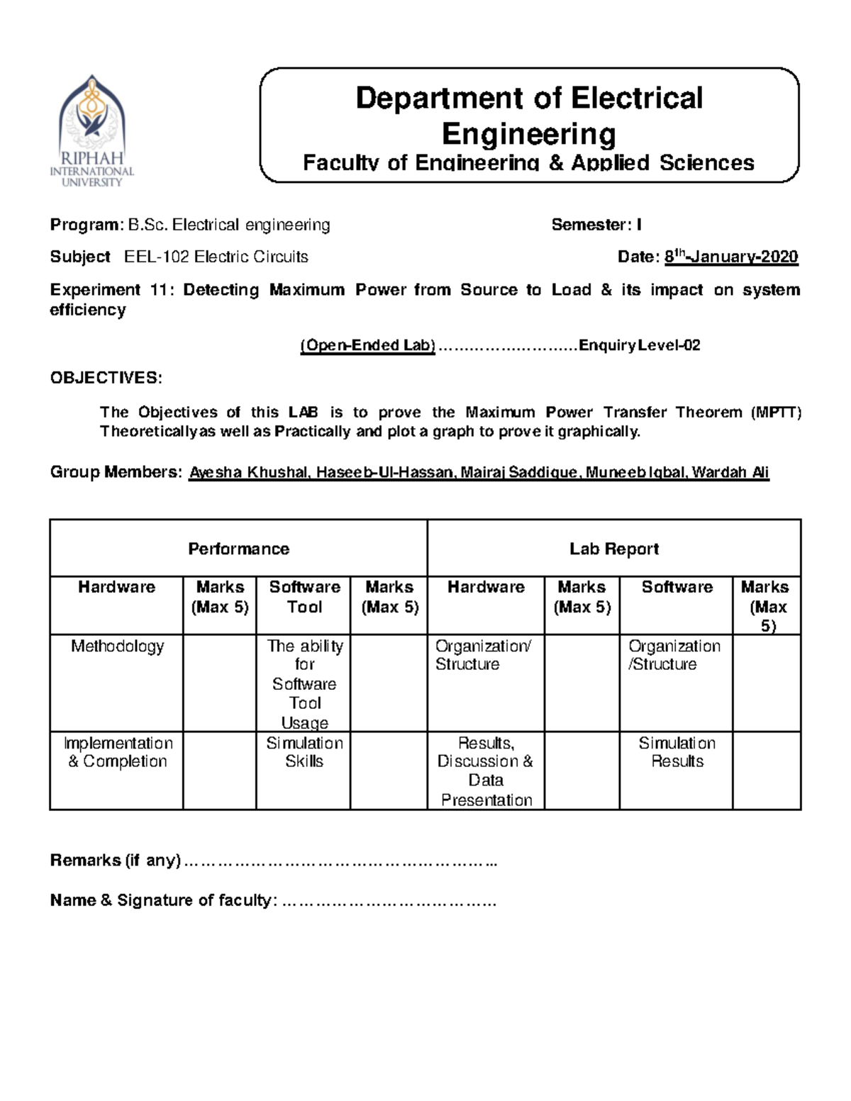 Shah Abdul Aziz Sahibzada (25791) Electric Circuits (LAB) Report 11 ...