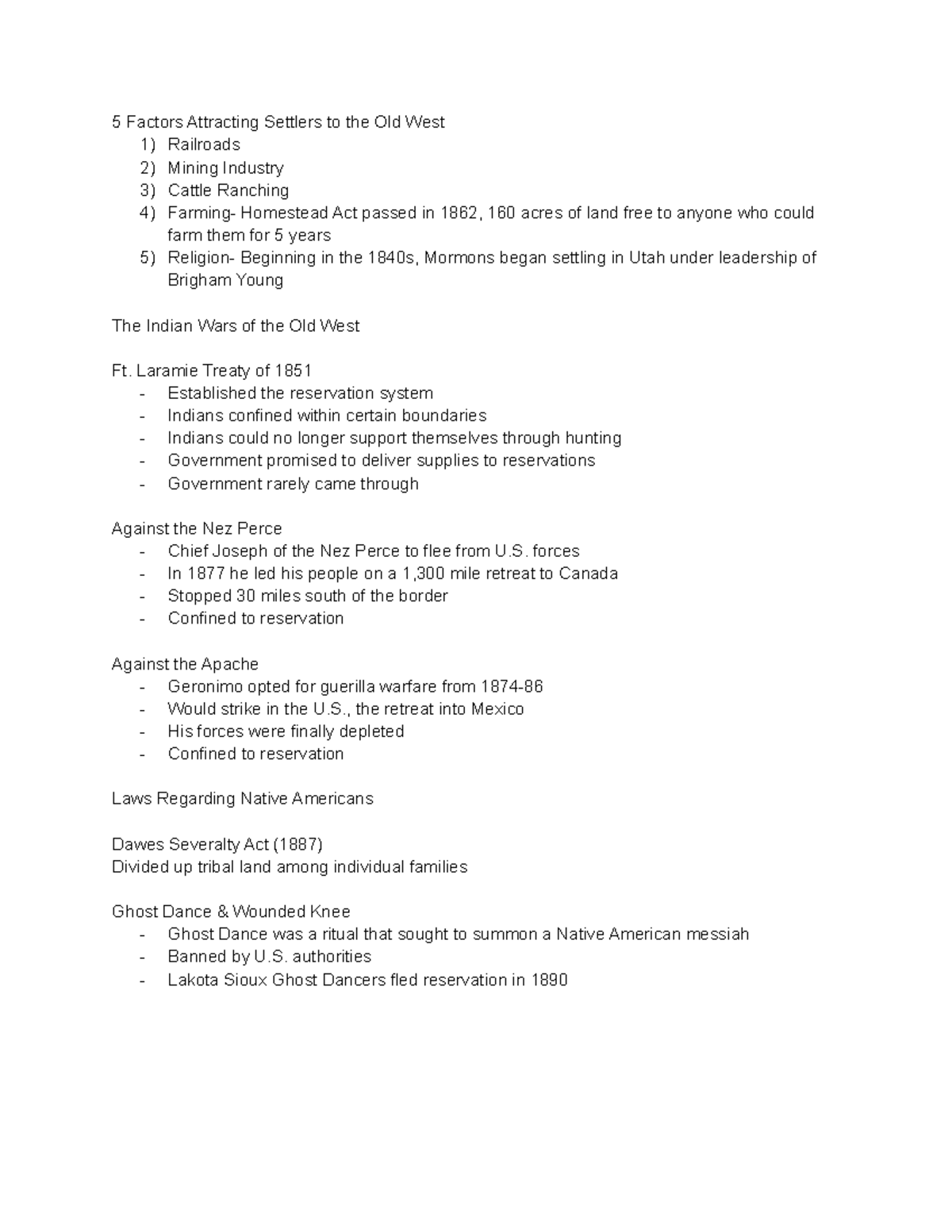 The Old West - Old West notes - 5 Factors Attracting Settlers to the ...