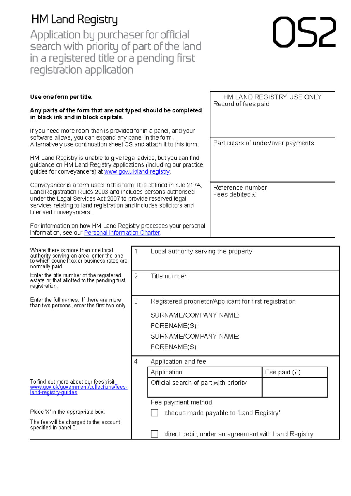 OS2 - N/A - Use one form per title. Any parts of the form that are not ...