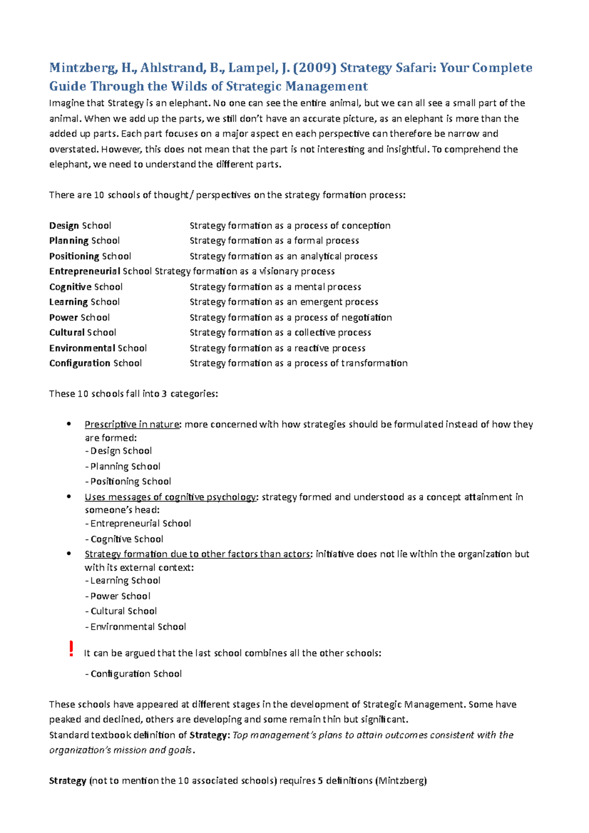 Summary, Business Strategy, Strategy Safari: Your Complete Guide ...