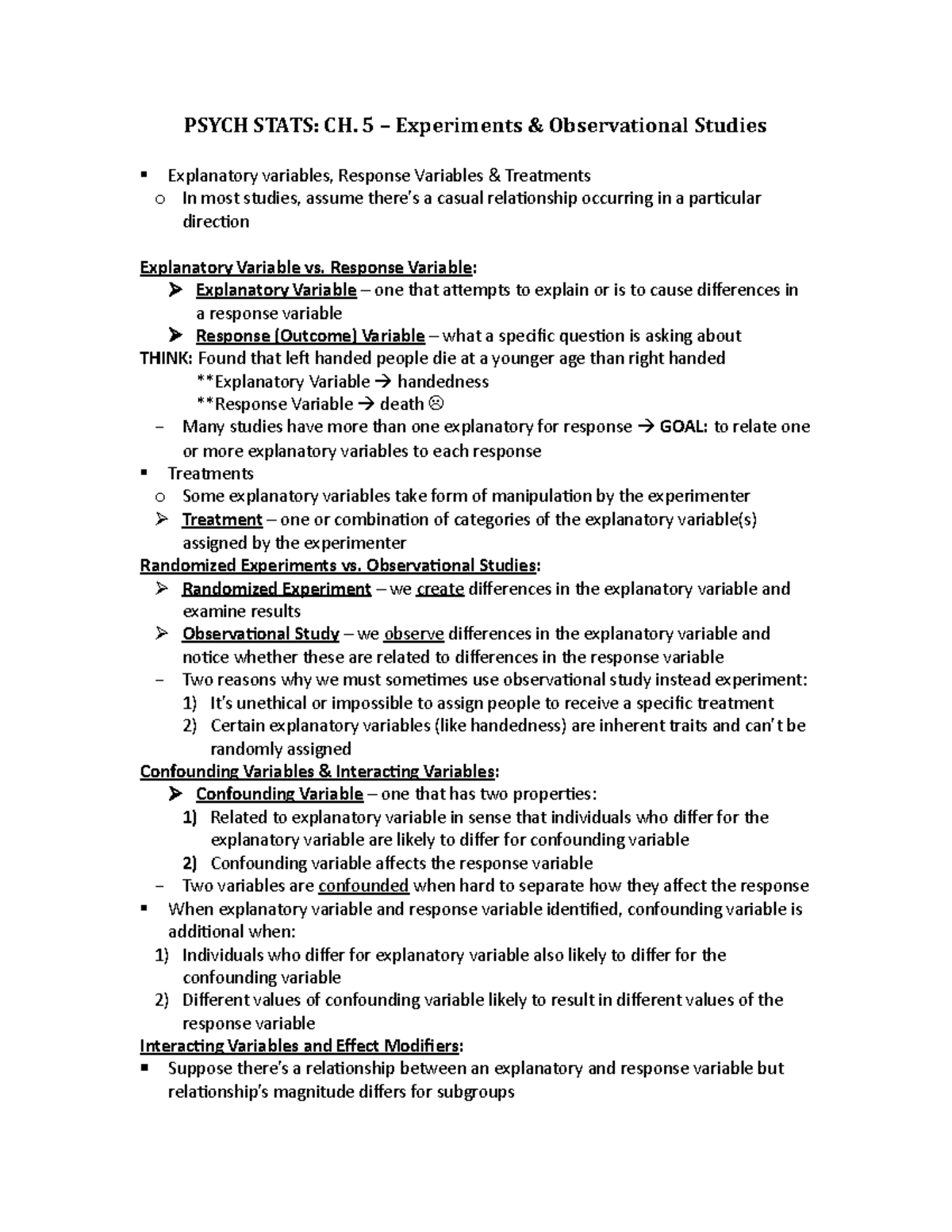CH. 5 – Experiments & Observational Studies - PSYCH STATS: CH. 5 ...
