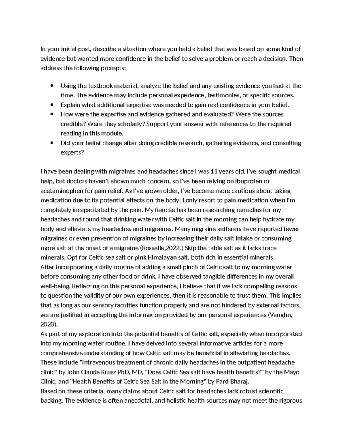 PHL 111 3-1 Discussion Evidence and Experts - In your initial post ...