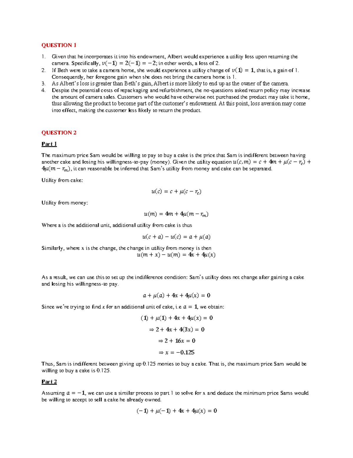 Assignment 1 - QUESTION 1 Given that he incorporates it into his ...