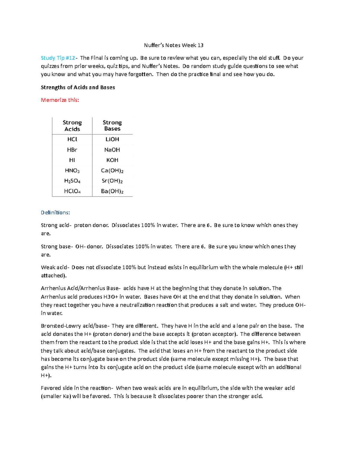 Nuffer's Notes Week 13 - Nuffer’s Notes Week 13 Study Tip #12- The ...