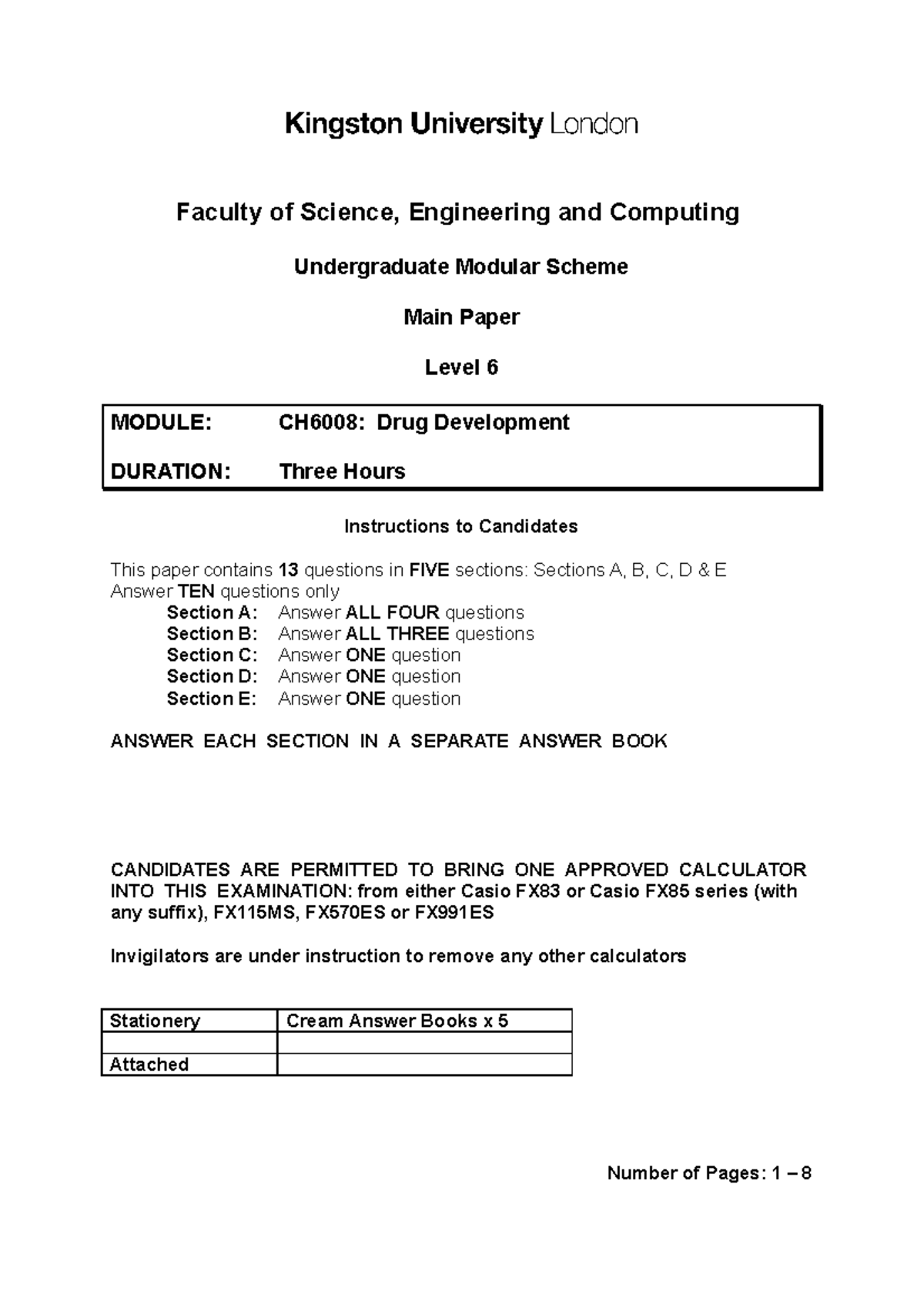 Exam 2015, questions - Faculty of Science, Engineering and Computing ...