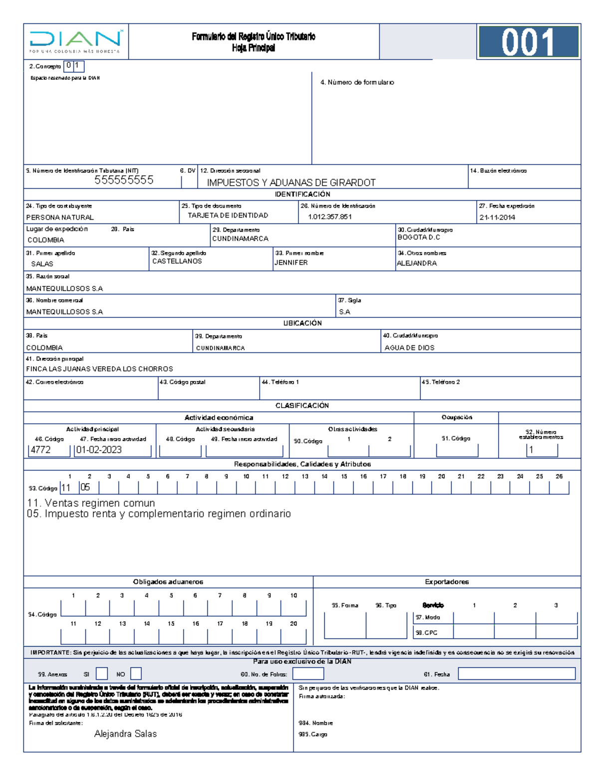 17 RUT - tthtgfrf - Exportadores Para uso exclusivo de la DIAN Número de Identificación ...