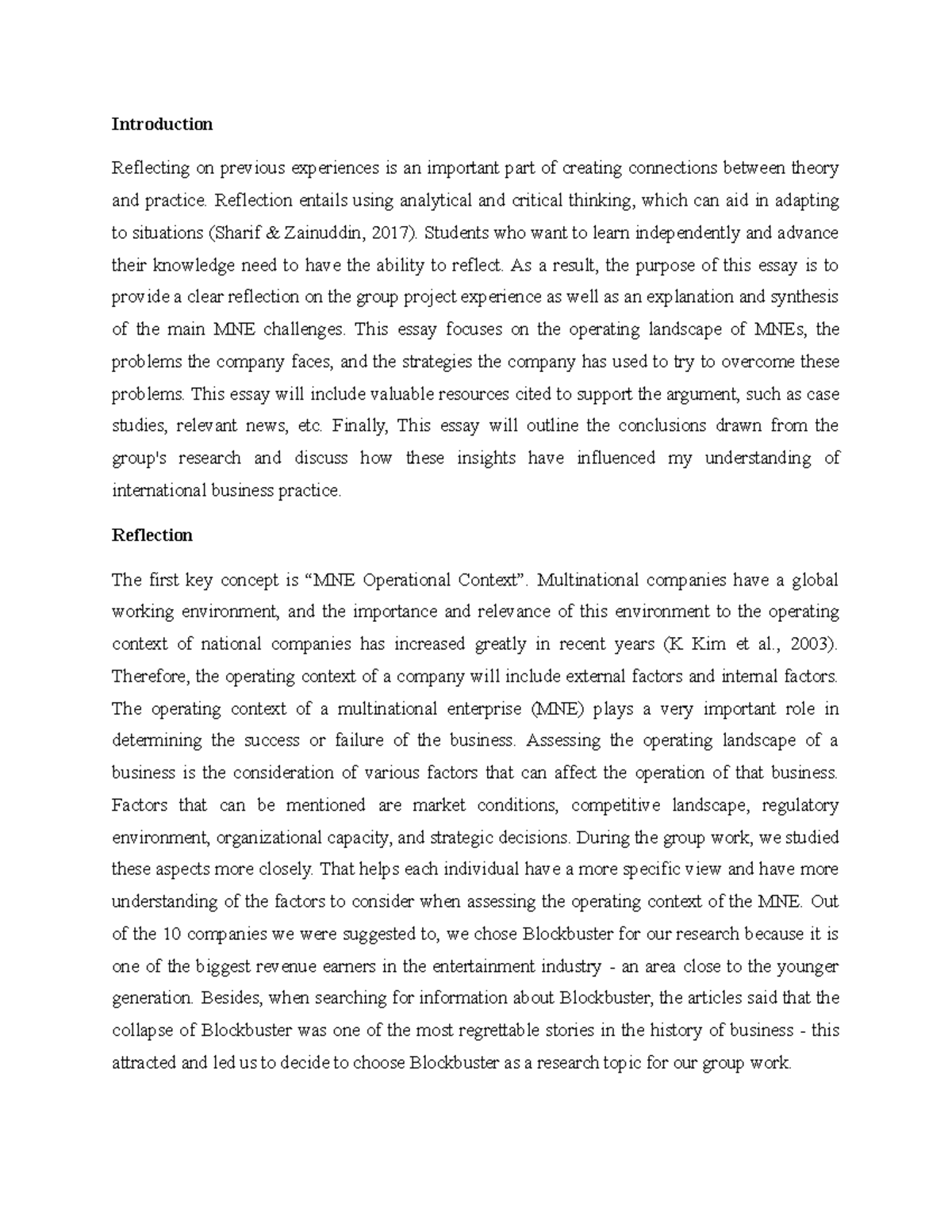 INB10002 Assignment 2 - asm2 - Introduction Reflecting on previous ...