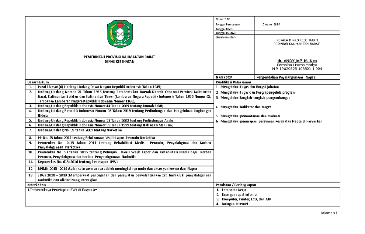 Sop-program-napza - yes - PEMERINTAH PROVINSI KALIMANTAN BARAT DINAS ...