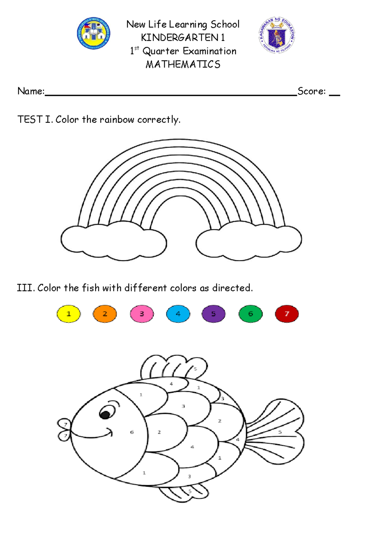 Preparatory activities - New Life Learning School KINDERGARTEN 1 1 st ...