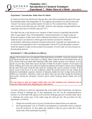 Lab Report #4 Iron-Copper (II) Sulfate - Experiment 4. Stoichiometry of ...