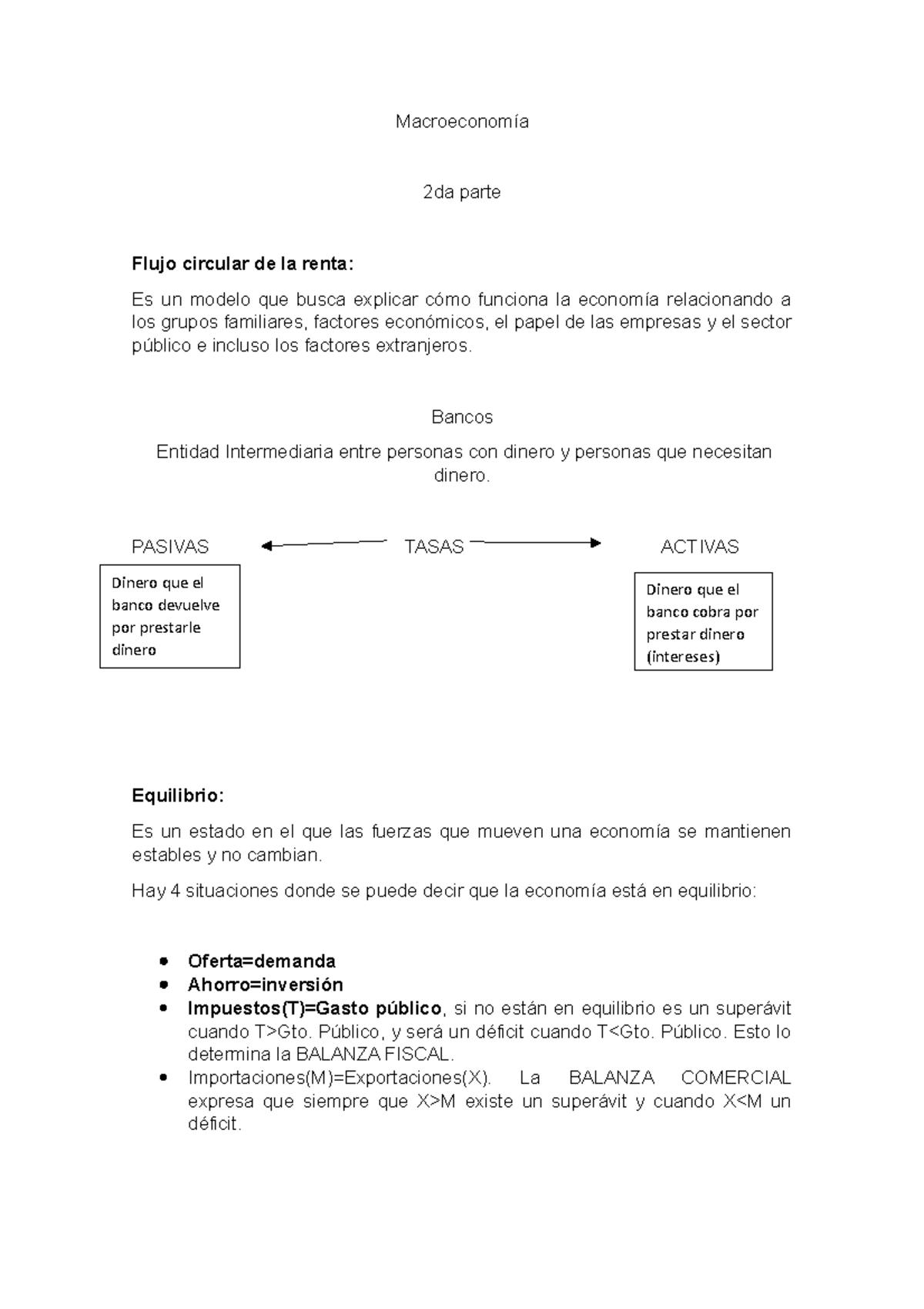Macroeconomía - indicadores globales - Macroeconomía 2da parte Flujo ...