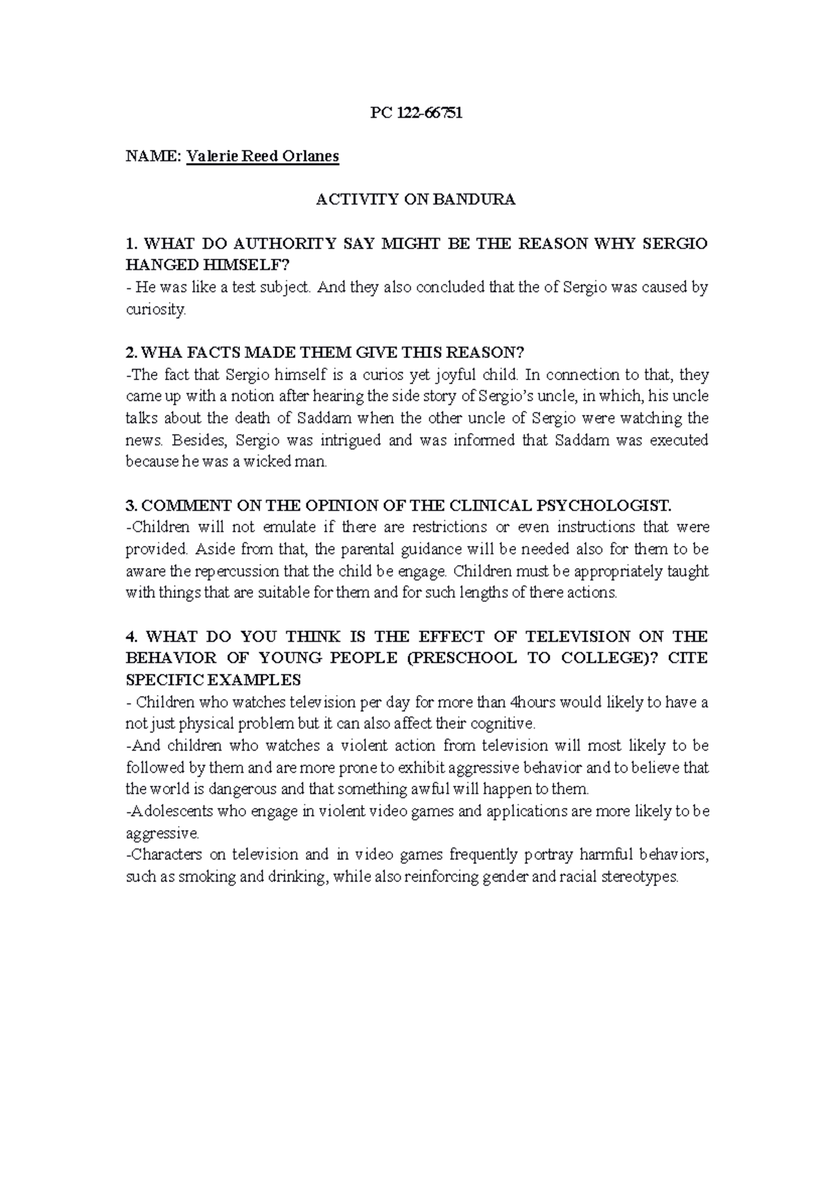 PC 122-66751-Activity on Bandura - PC 122- NAME: Valerie Reed Orlanes ...