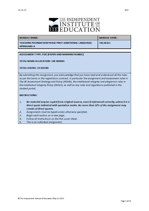 TALA6311 MO - module outline - Teaching Foundation Phase First ...