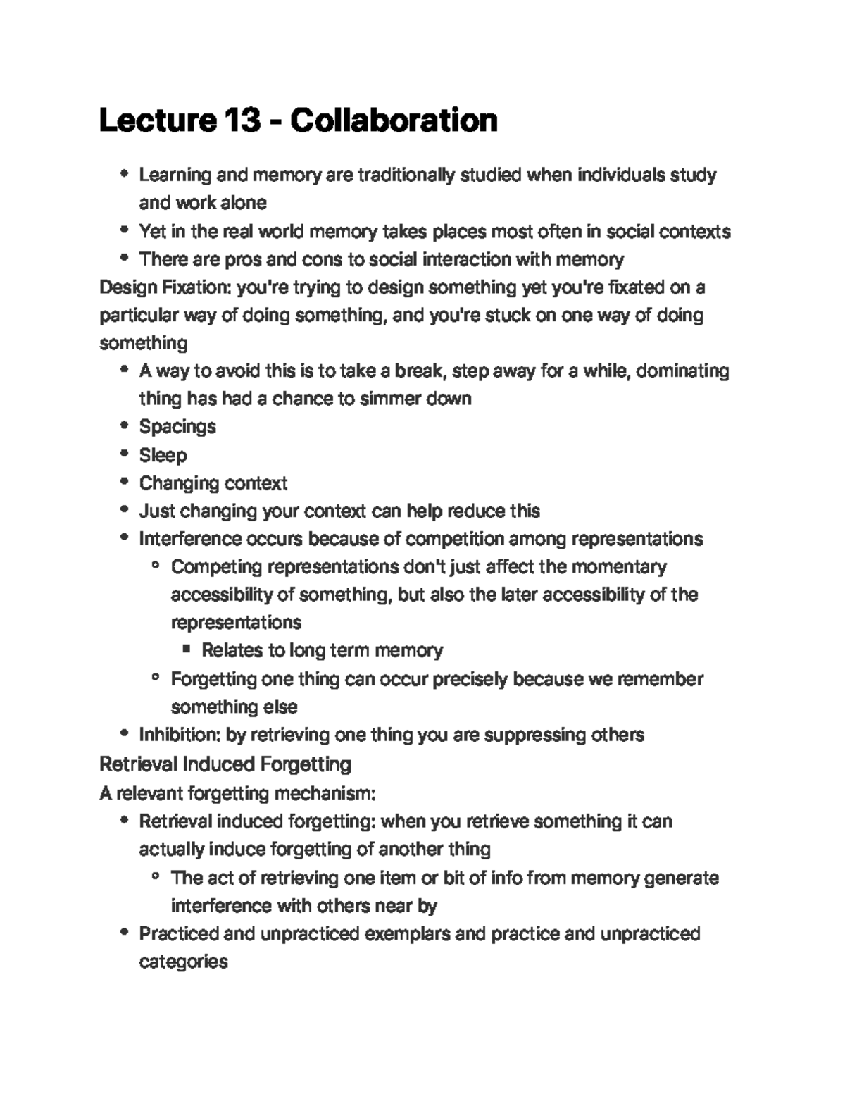 Lecture 13 - Collaboration - Le c t u re 1 3 - C o l l a b o ra t i o n Design Fixation: you're ...