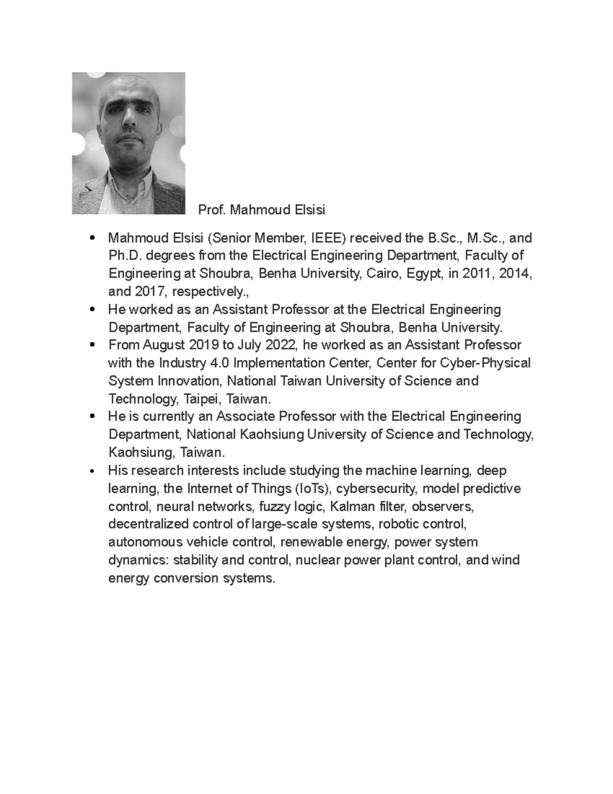 Prof. Mahmoud - ABs - Prof. Mahmoud Elsisi Mahmoud Elsisi (Senior ...