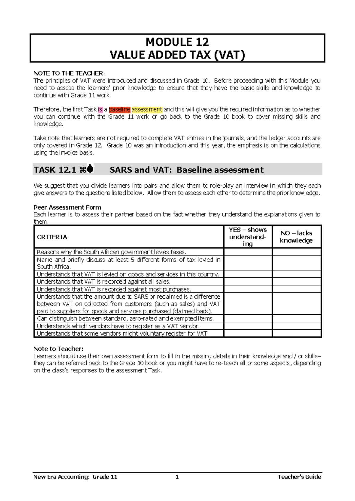 Mod-12-Teacher - MODULE 12 VALUE ADDED TAX (VAT) NOTE TO THE TEACHER ...