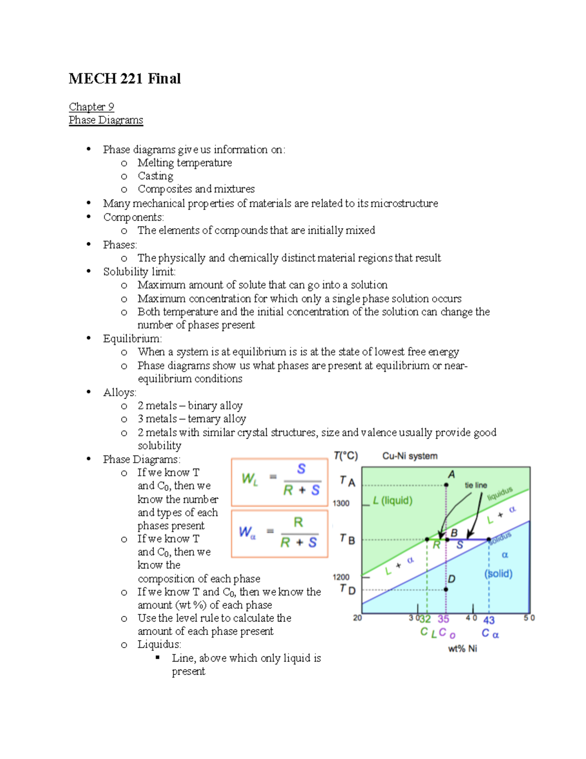 Summary - complete - Notes for Final - MECH 221 Final Chapter 9 Phase ...