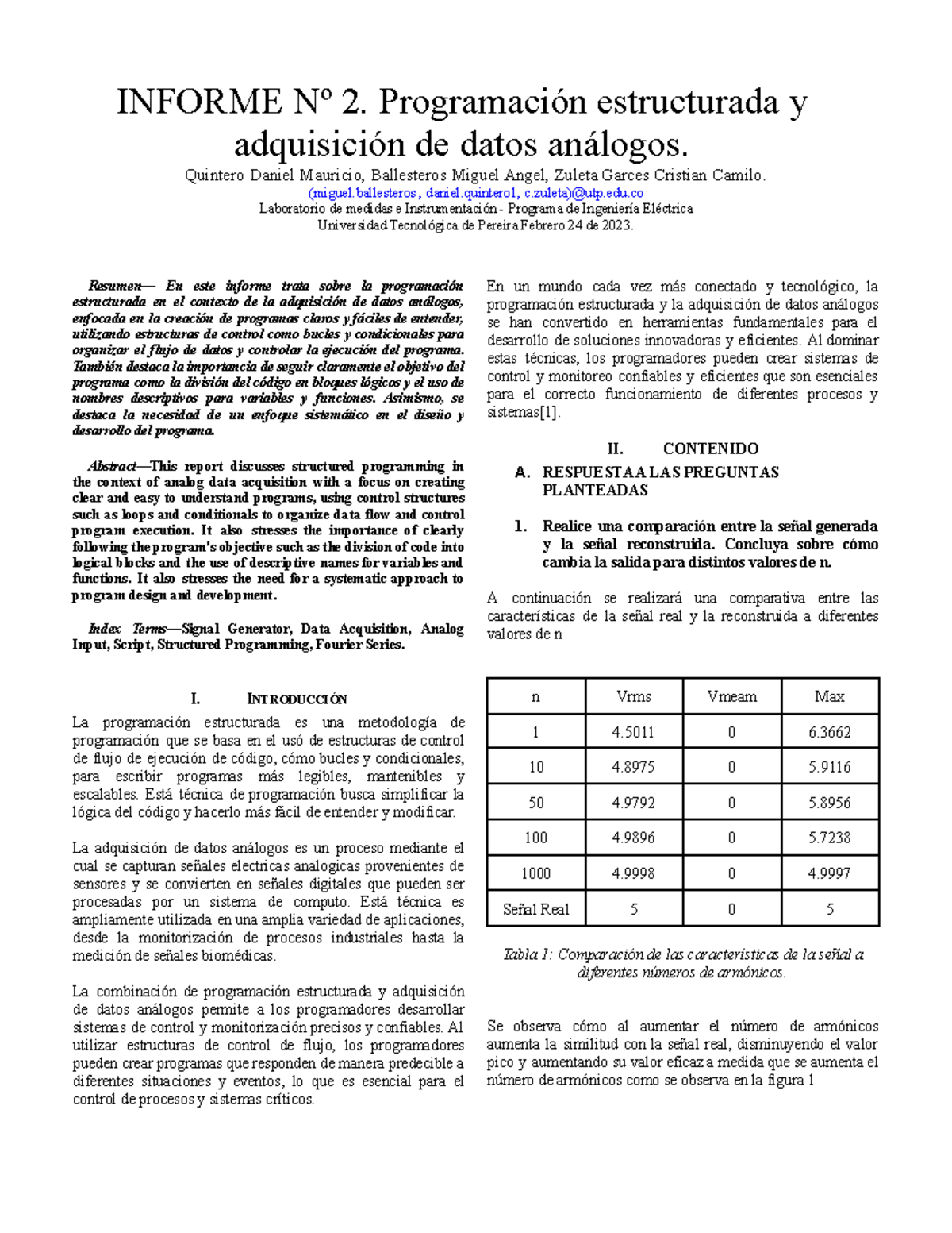 Grupo 2 infpract 2 - Elaboracion del informe - INFORME Nº 2. Programación estructurada y ...